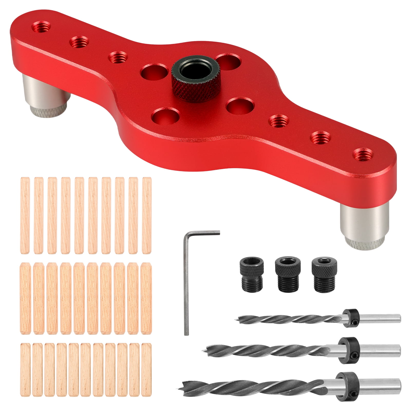 AEVXKHI Dowel Jig Kit, Self Centering Dowel Jig Kit, Aluminum Alloy Vertical Hole Drilling Jig ...
