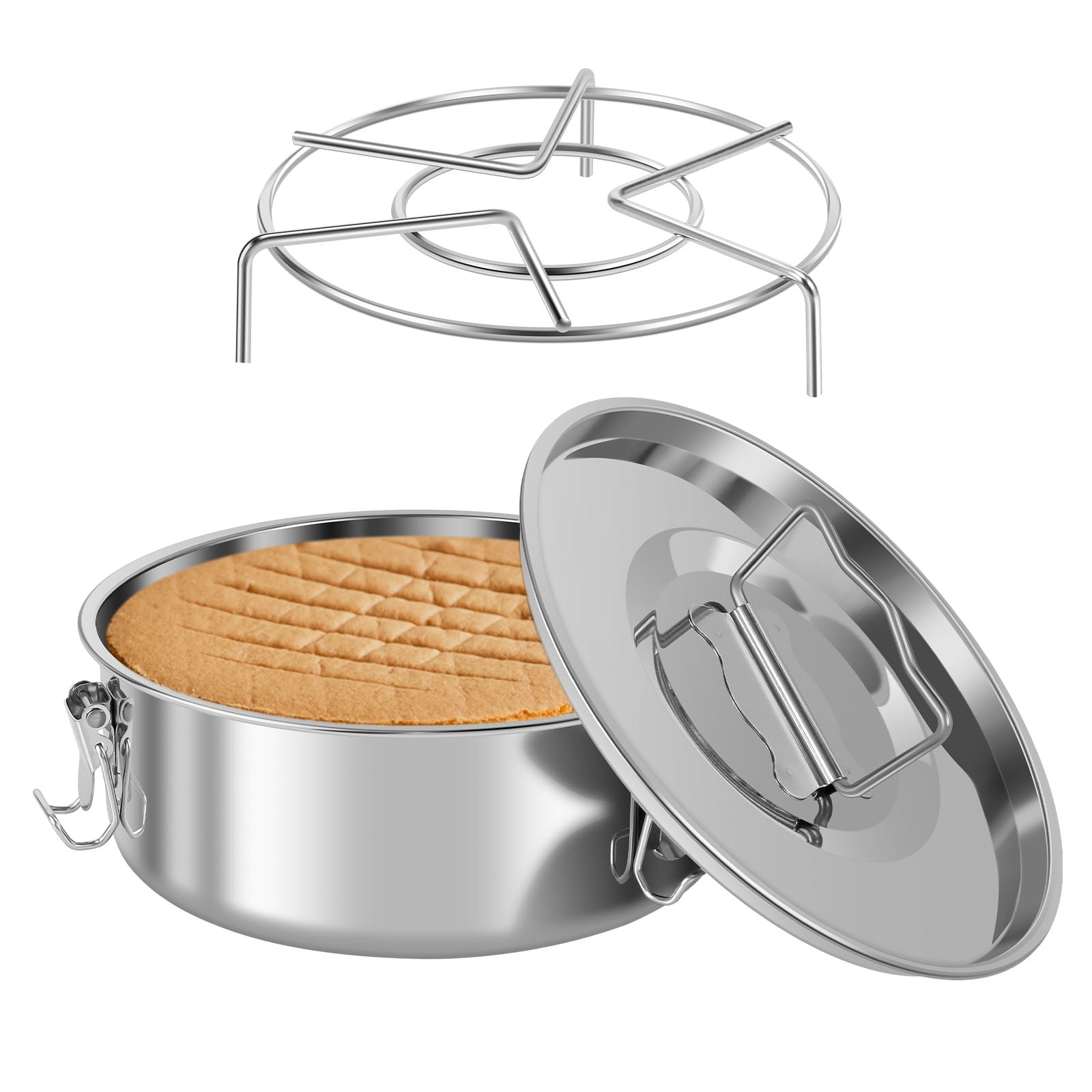 AEVXKHI Flan Pan with Lid and Handle, Stainless Steel Flan Pan Mold ...