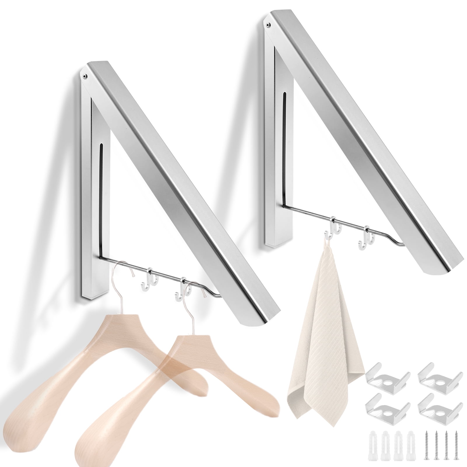 AEVXKHI Folding Laundry Rack, Aluminum Telescopic Clothes Hanger ...