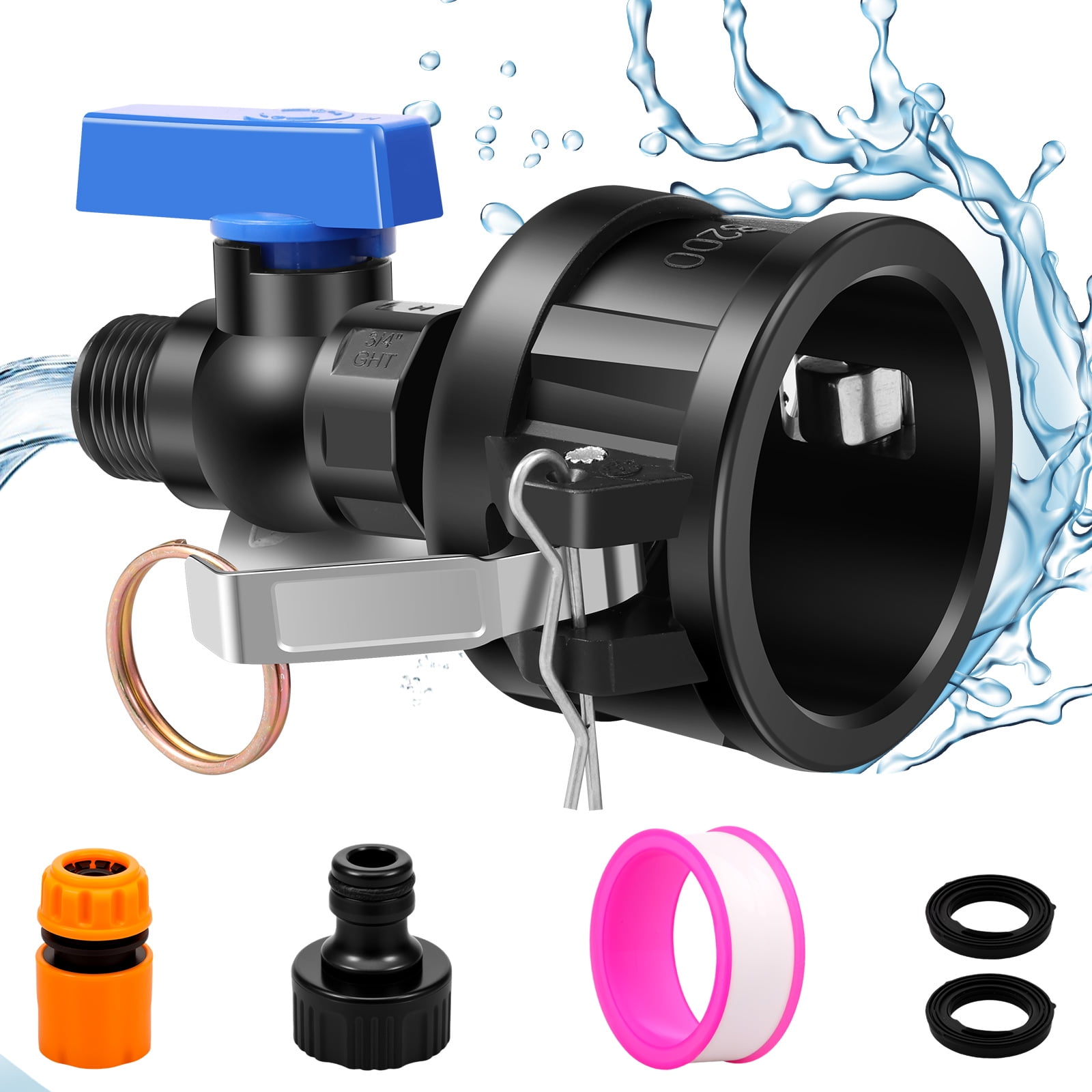 AEVXKHI IBC Tote Garden Hose Fitting Kit Solid Easy Using Garden Hose Shut Off Ball Valve ...