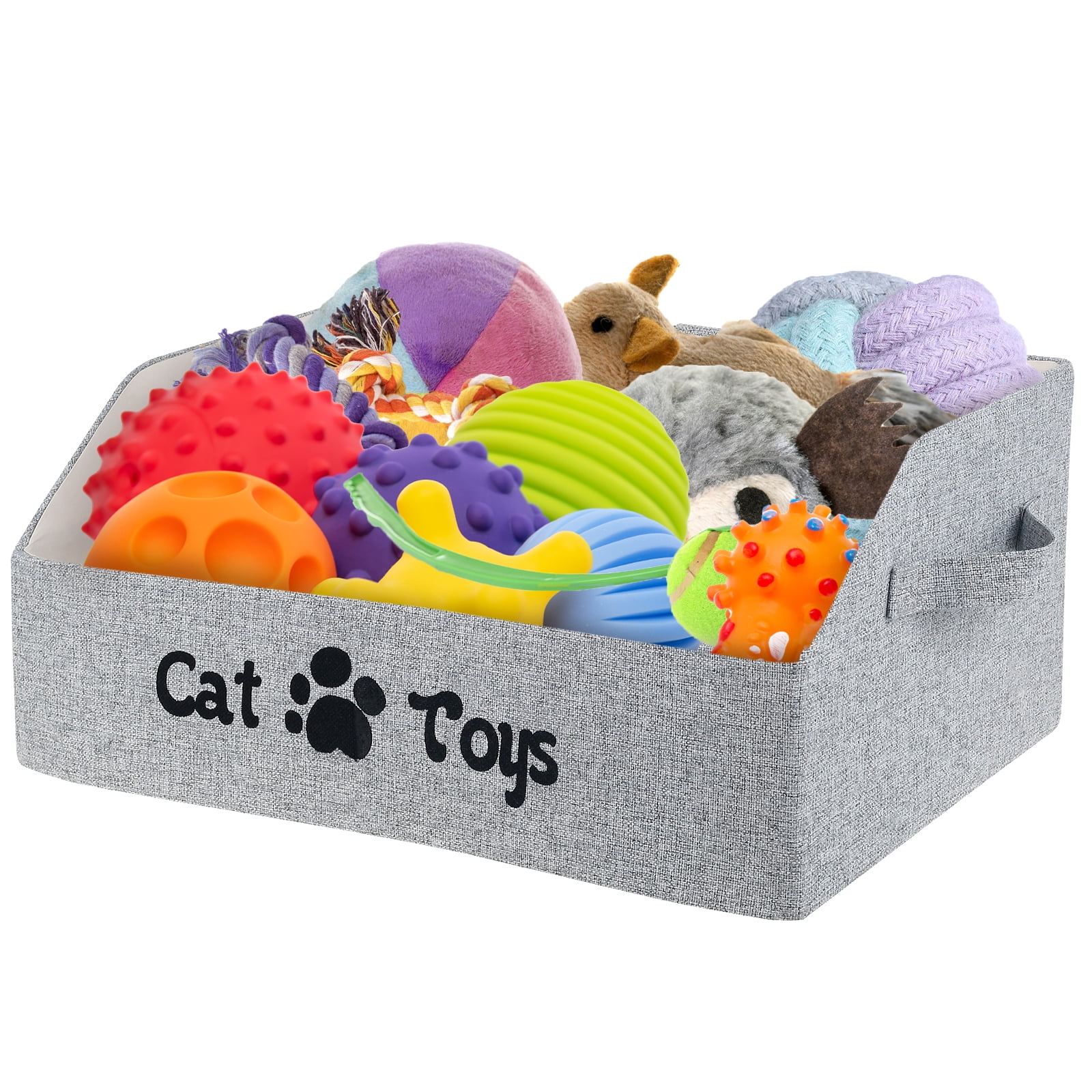 AEVXKHI Large Capacity Cat Toy Basket Foldable Fabric Dog Toy Storage ...