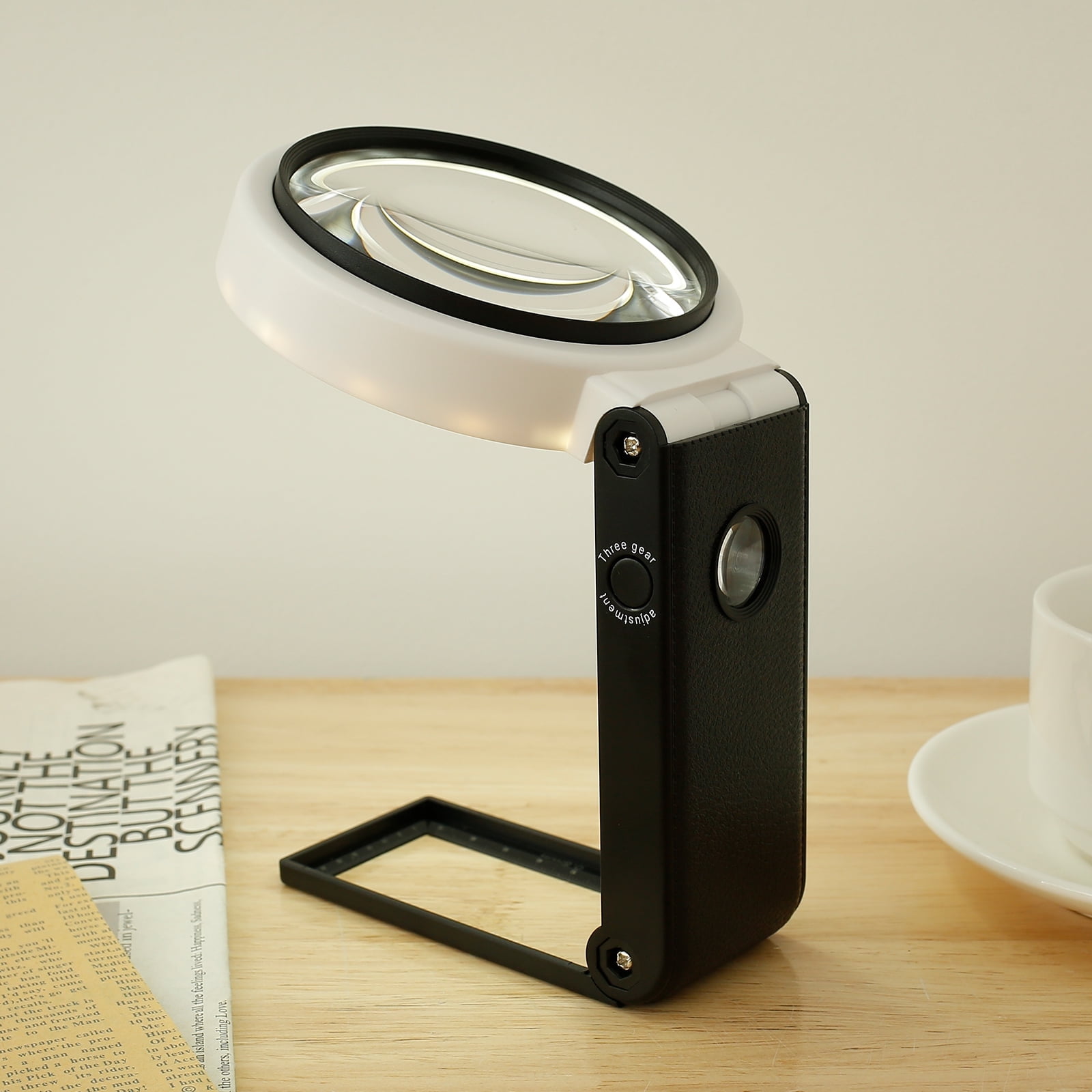 AEVXKHI Magnifying Glass with Light and Stand, 10X 25X Foldable ...