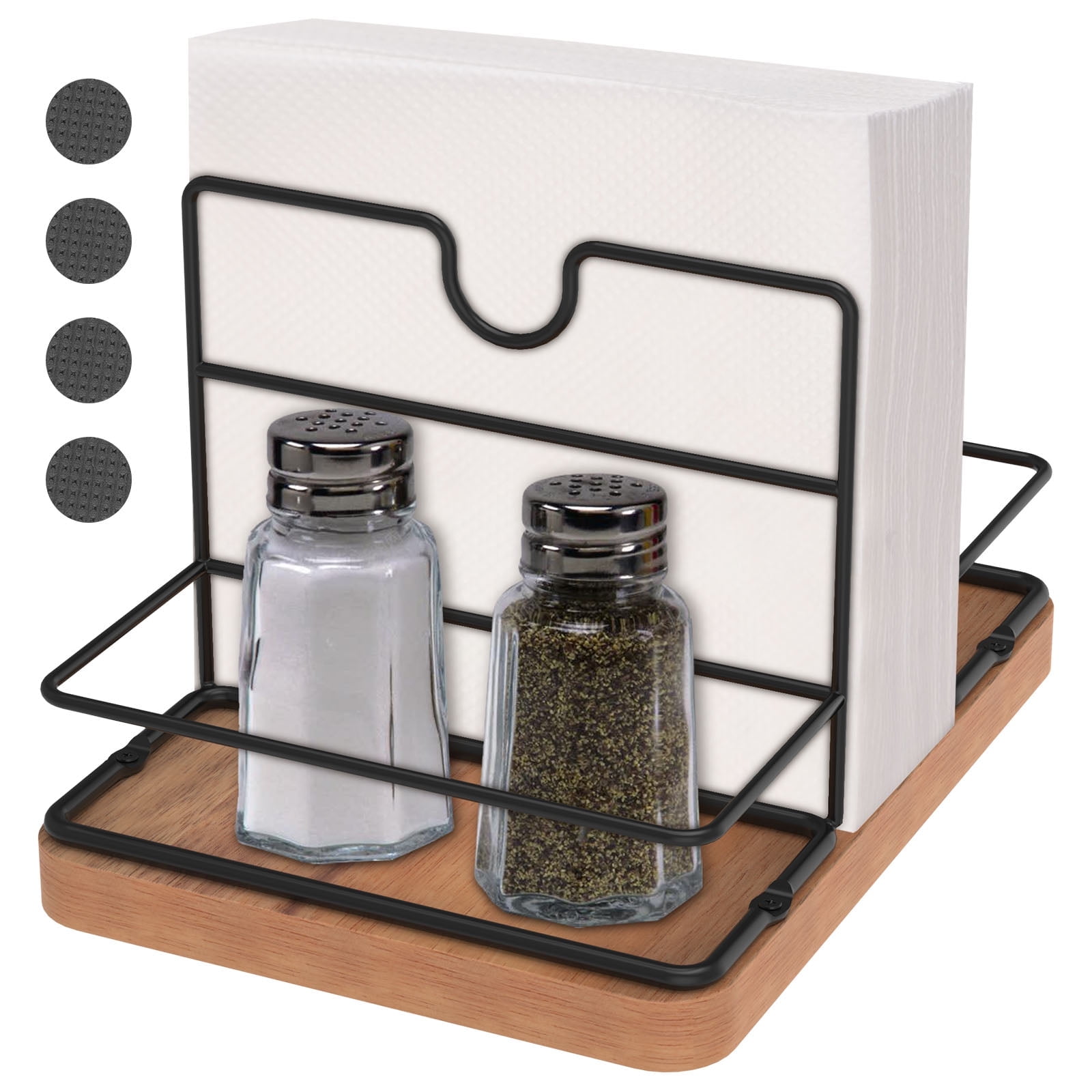 AEVXKHI Napkin Holder with Salt and Pepper Shakers Caddy, Rotatable ...
