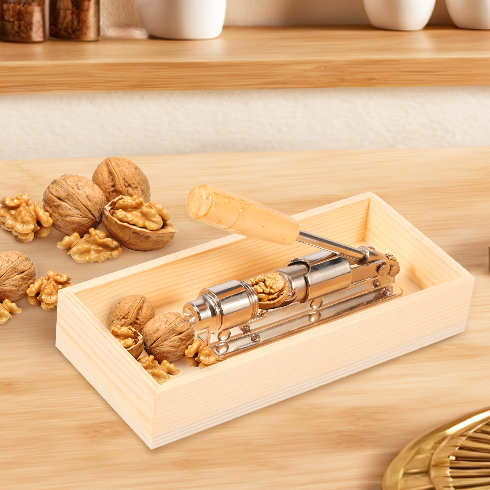 AEVXKHI Pecan Cracker, Nut Cracker with Rectangular Wood Box, Unique ...
