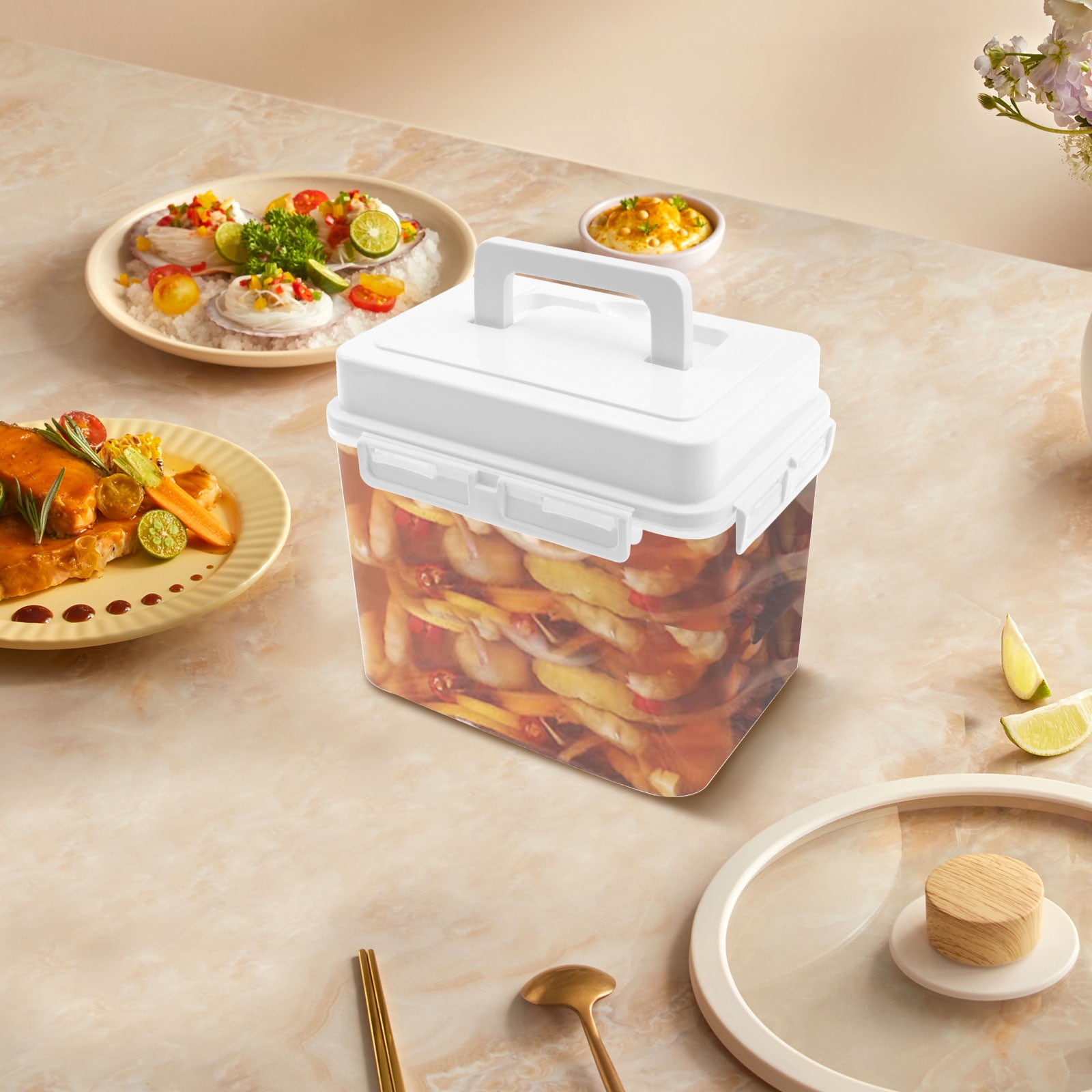 AEVXKHI 5L Plastic Press Fermentation Container with Hidden Handle ...