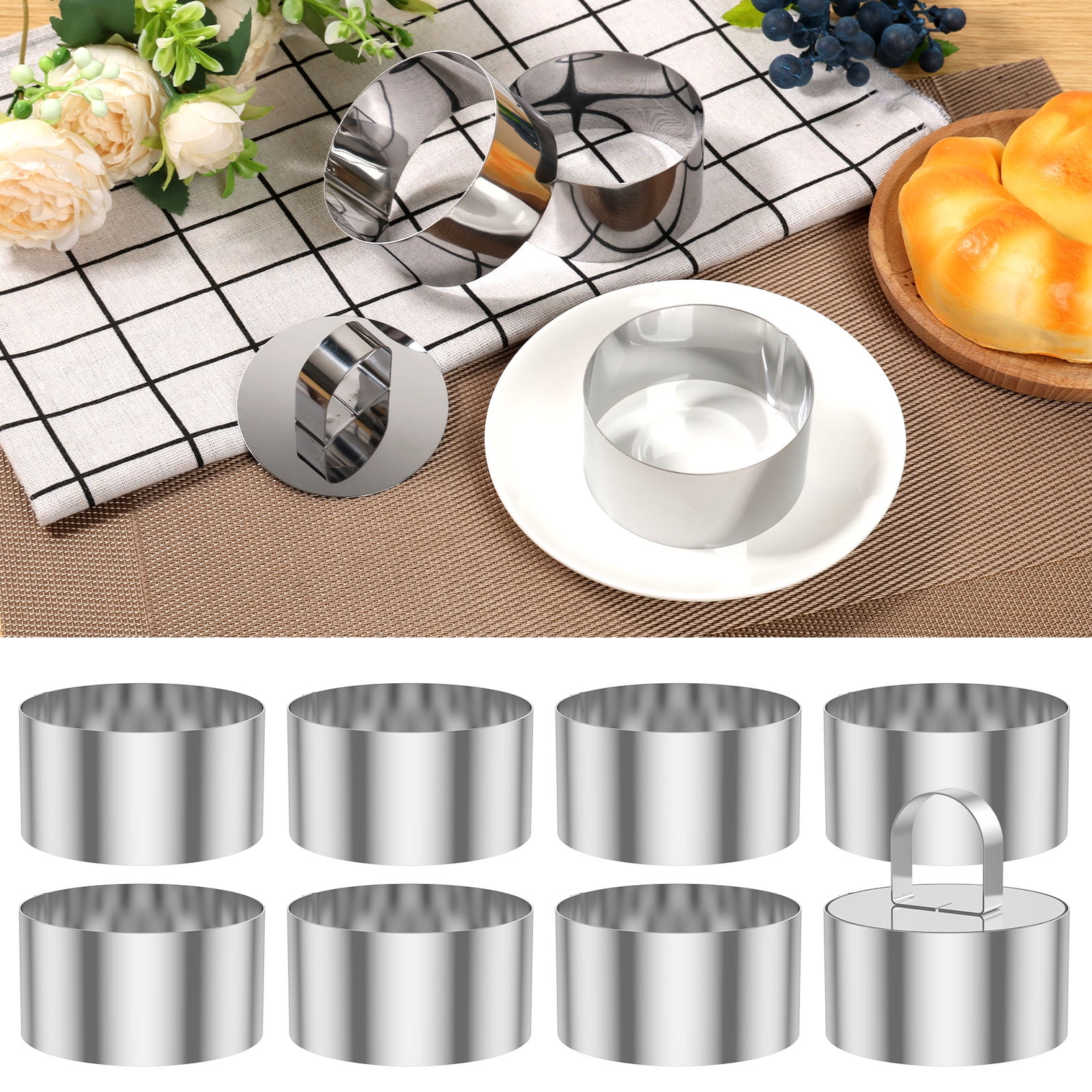 AEVXKHI Ring Mold Stainless Steel Cake Ring Mold Practical Pastry Rings ...