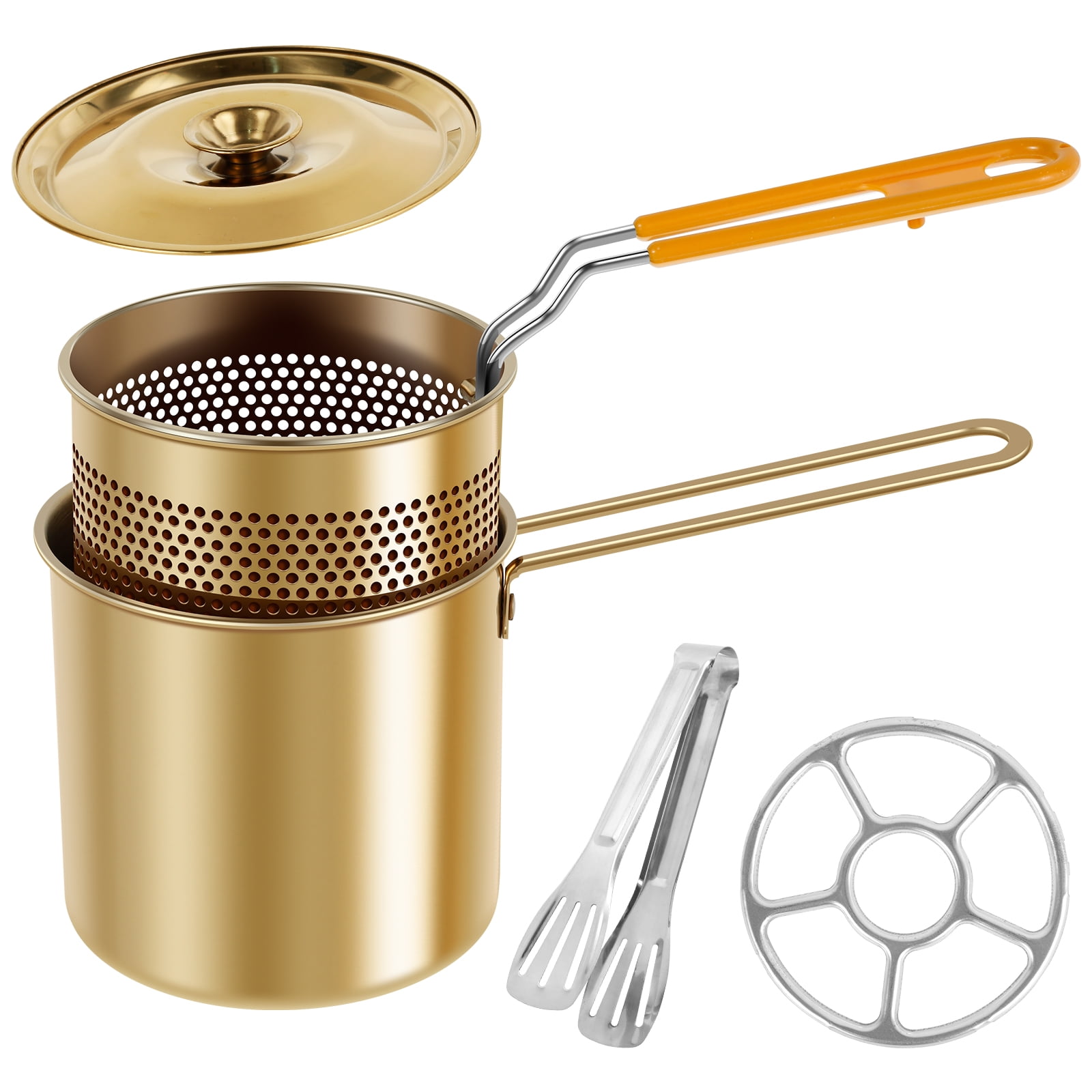 AEVXKHI Small Fryer Pot with Basket and Lid, Compact Stainless Steel ...