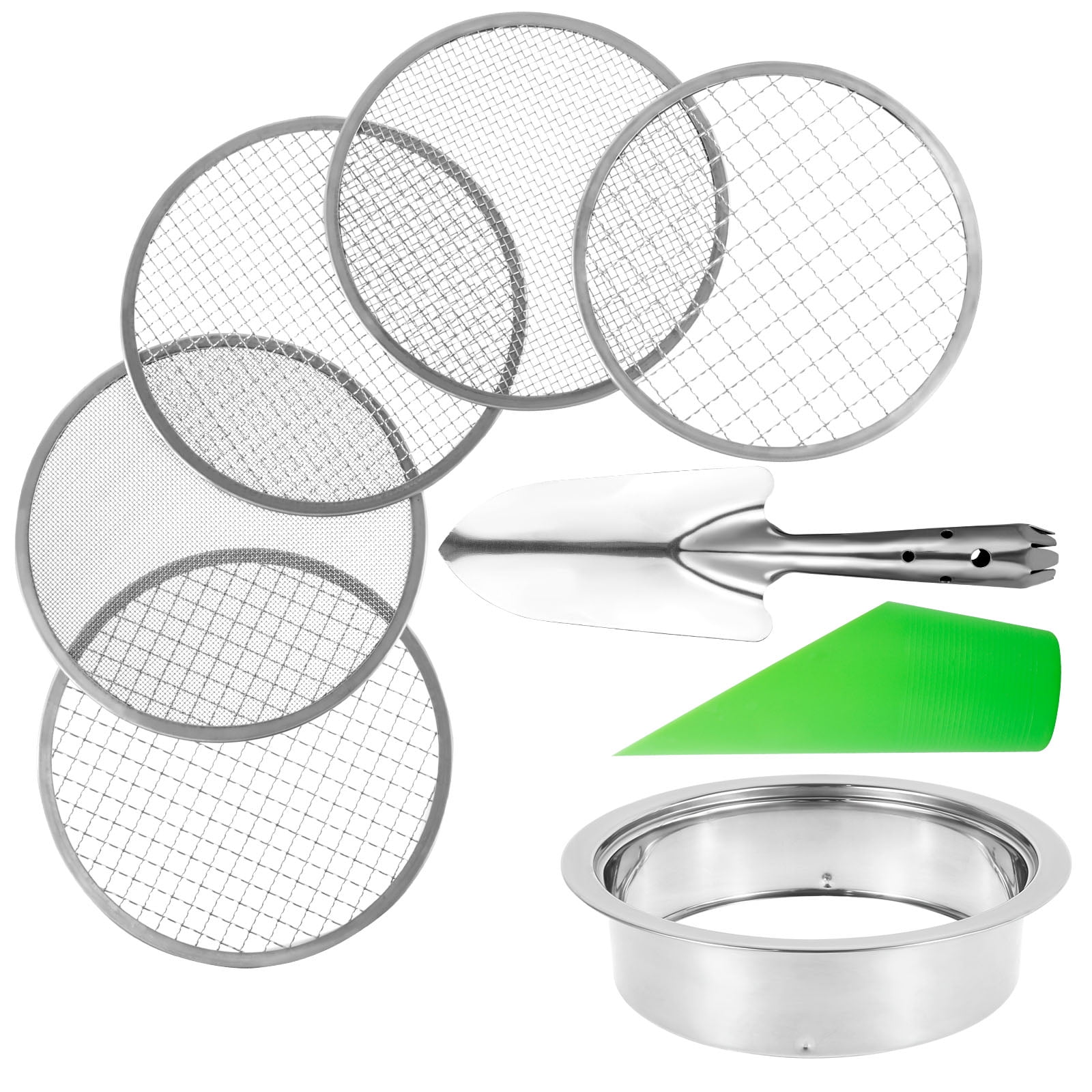 AEVXKHI Soil Sieve Set with 5 Interchangeable Filter Mesh, Sizes 1/3/6 ...