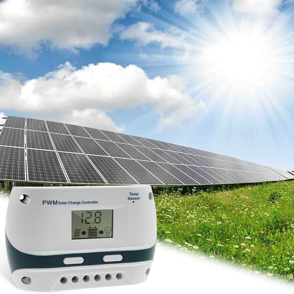 AEVXKHI Solar Charge Controller, 12V/24V PWM Solar Panel Battery ...