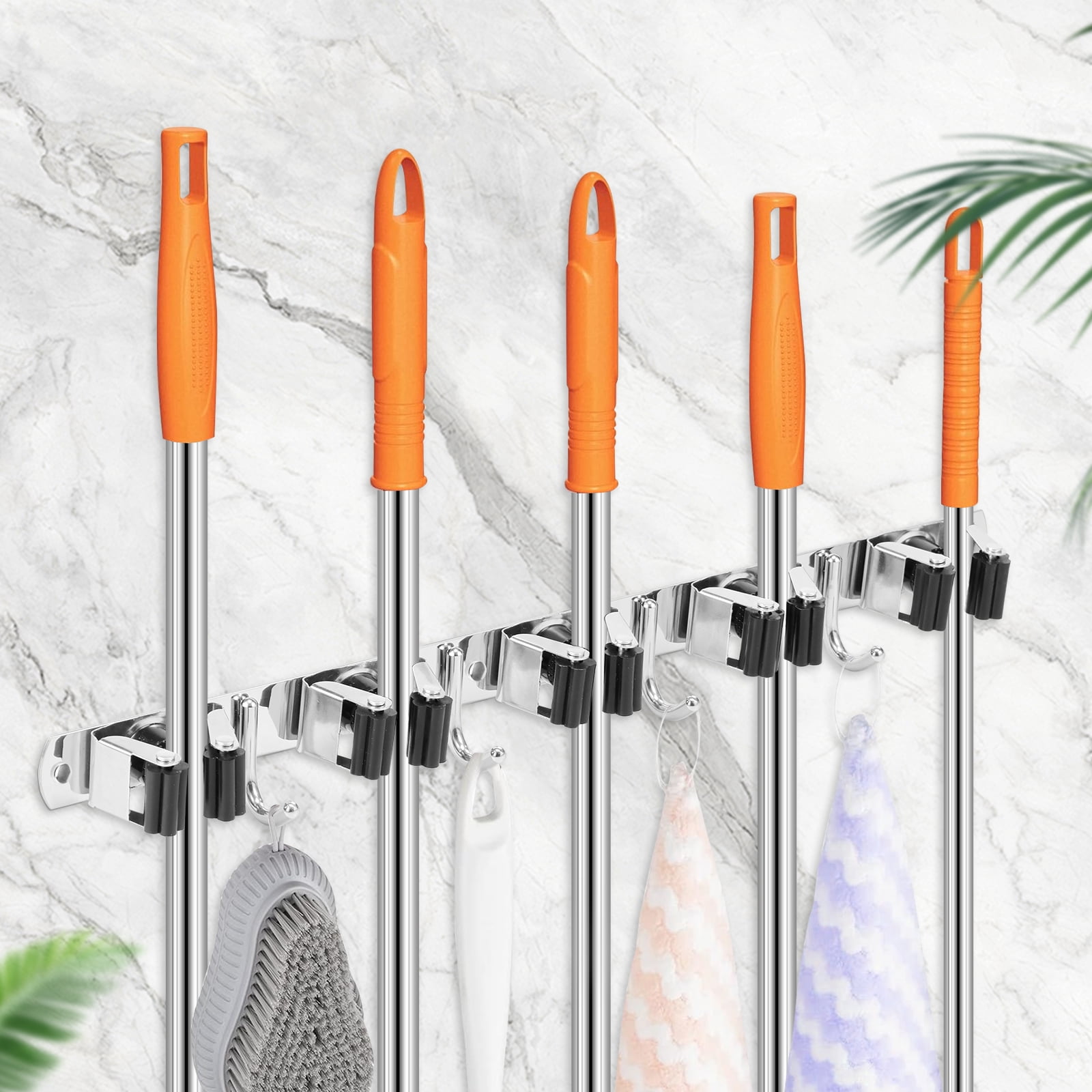 AEVXKHI Stainless Steel Broom Mop Holder Anti Slip Wall Mount Broom ...