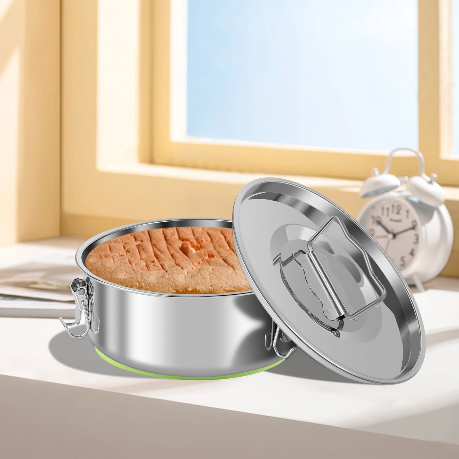 AEVXKHI Stainless Steel Flan Pan with Lid and Handle, 1.5 Quart ...