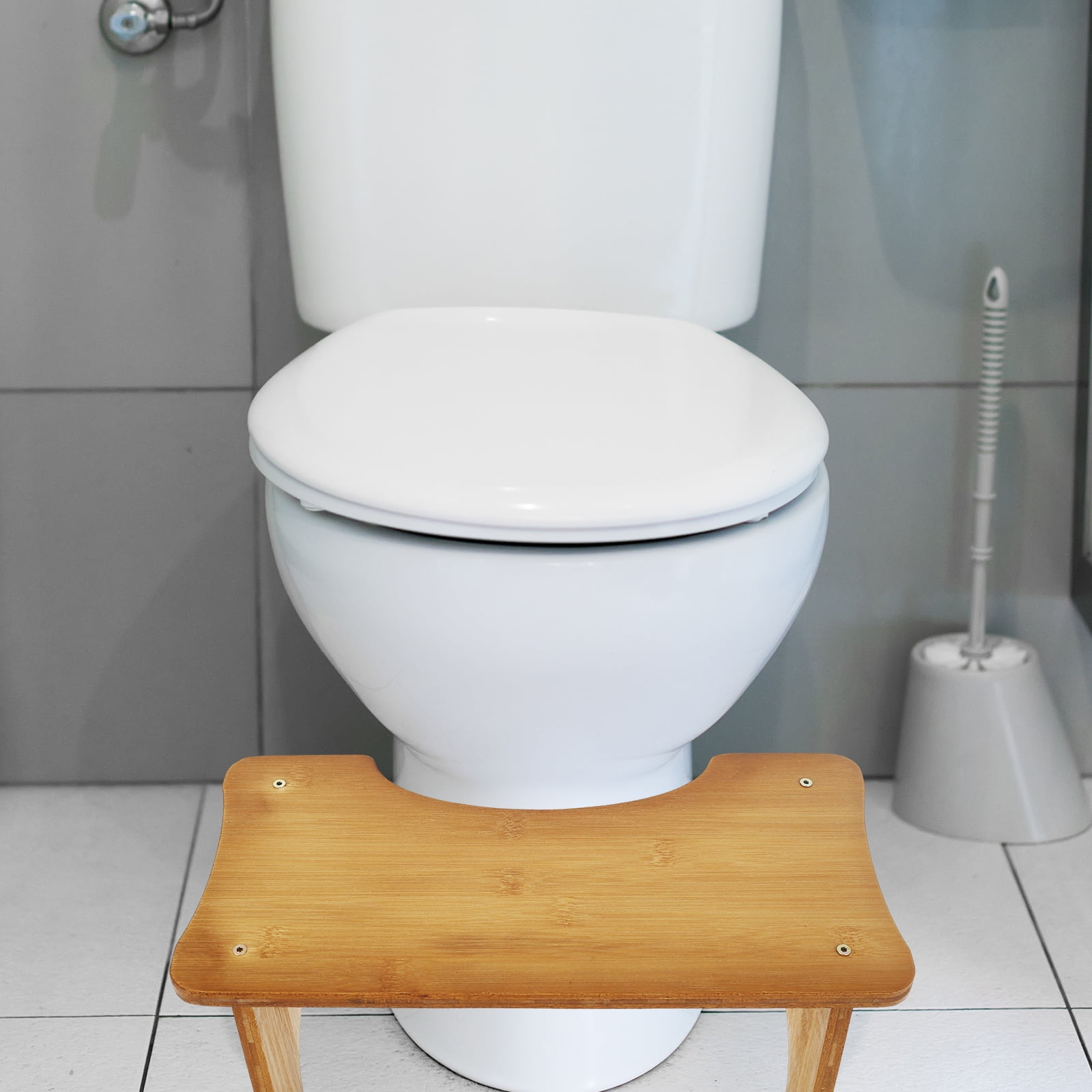 AEVXKHI Toilet Footstool, Bamboo Toilet Squat Stool, C Shaped Poop ...