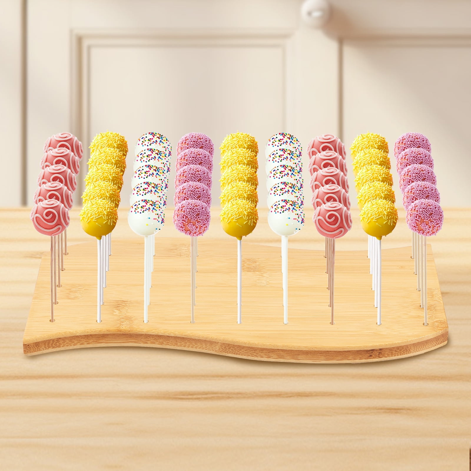 AEVXKHI Wood Food Skewer Holder Display, 45 Holes Skewer Display Stand ...