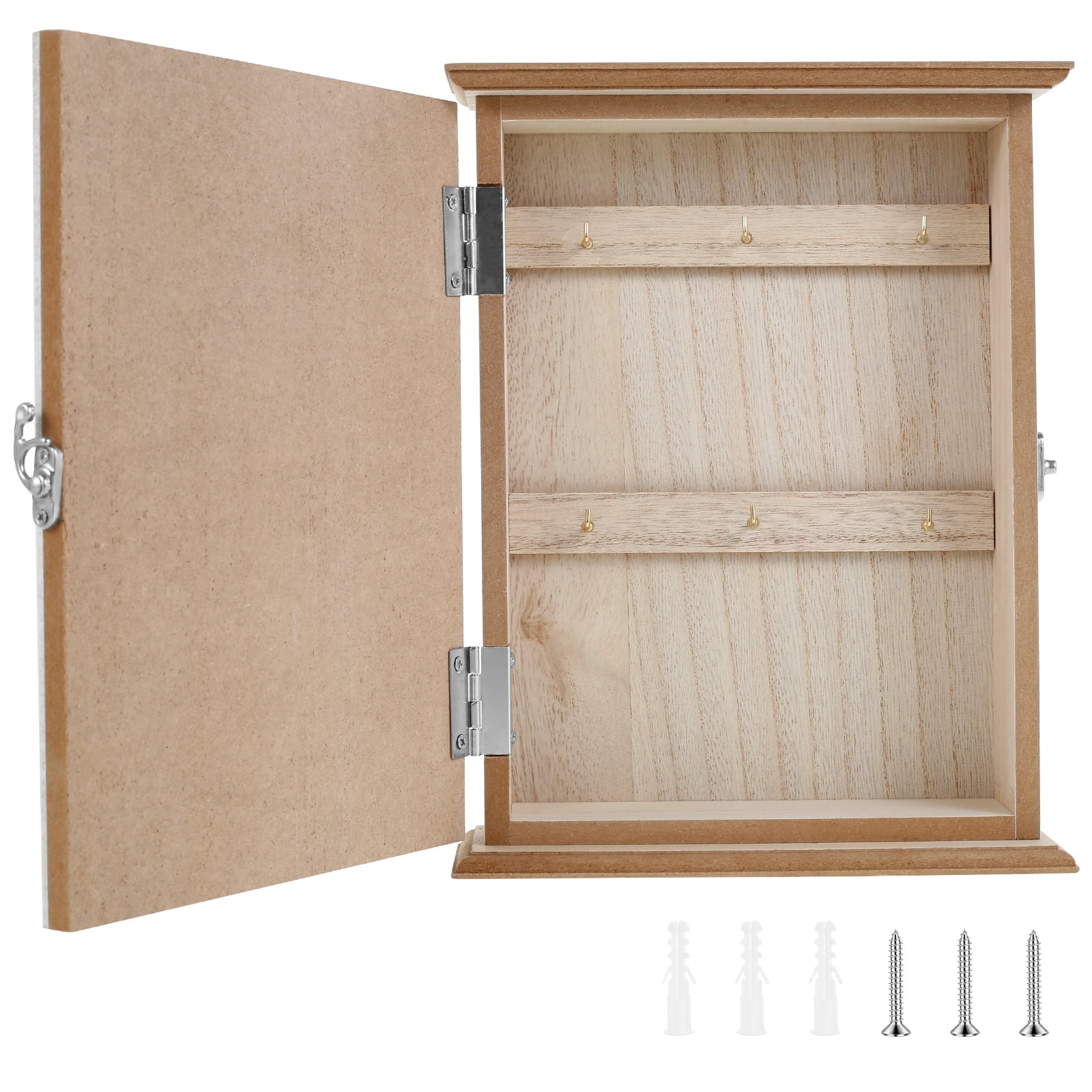 AEVXKHI Wood Key Cabinet for Hanging Keys, Wall Mount Wood Key Box ...