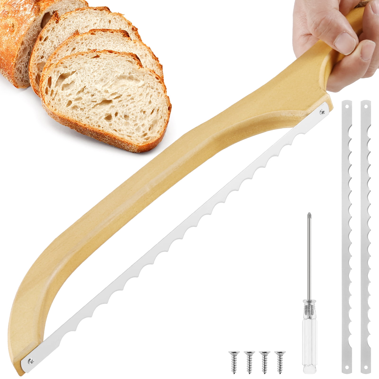 AEVXKHI Wooden Bread Bow Cutter with Stainless Steel Blade, Sourdough ...