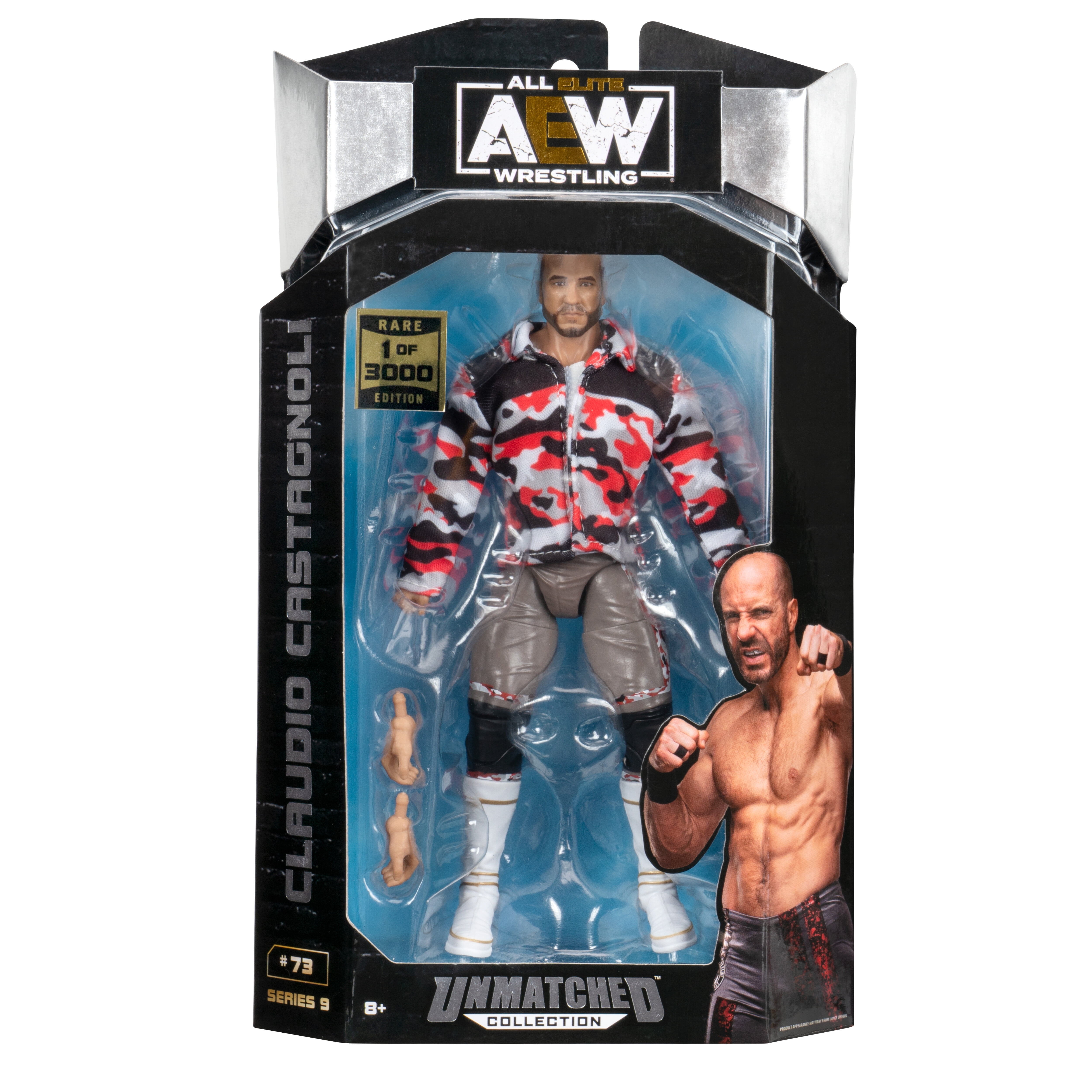 AEW Unmatched Claudio Castagnoli (Rare) - 6 inch Figure with Soft Entrance Jacket and Two ...