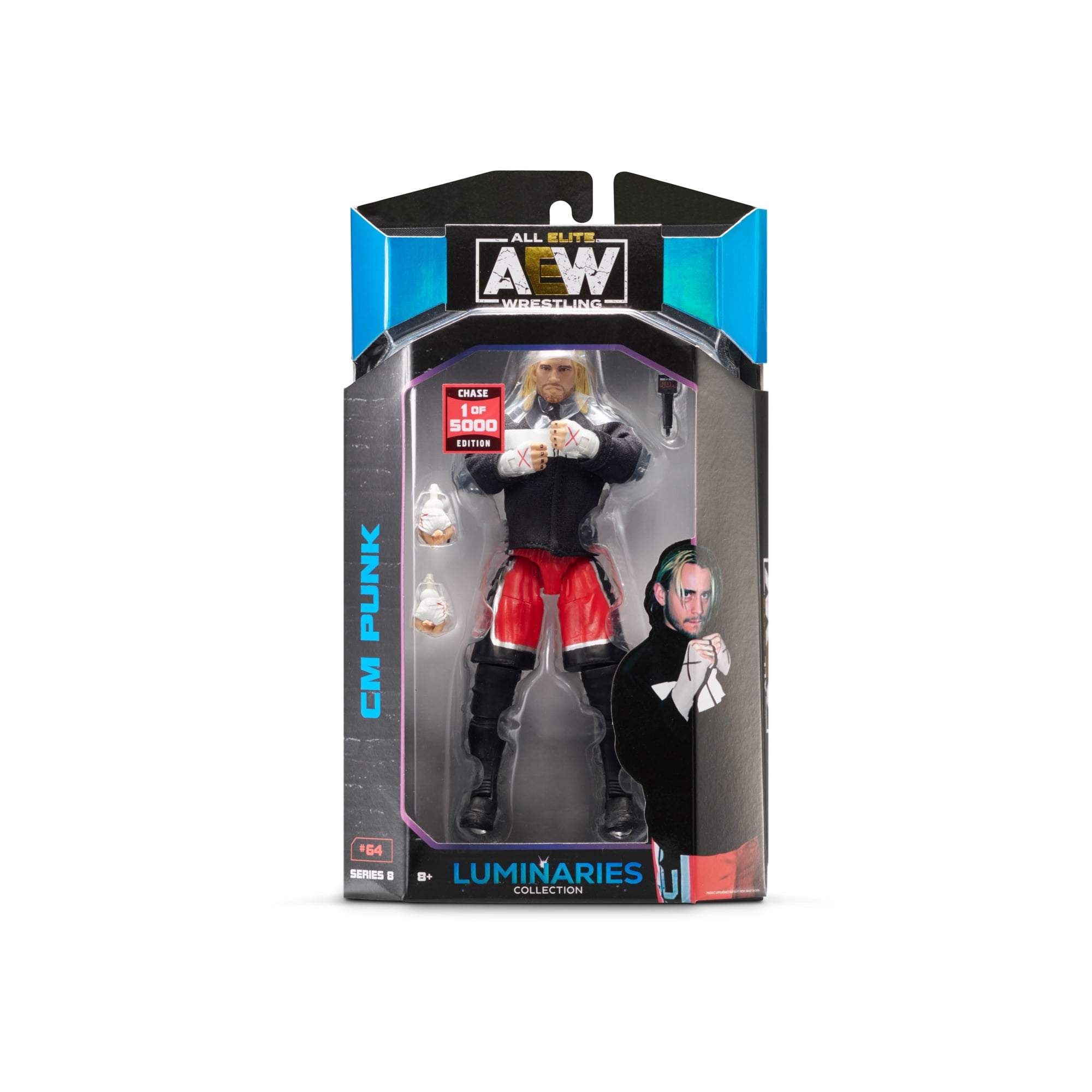 AEW Unmatched Luminaries CM Punk - 6 inch Figure with Entrance Jacket, ROH Microphone, and Fist ...