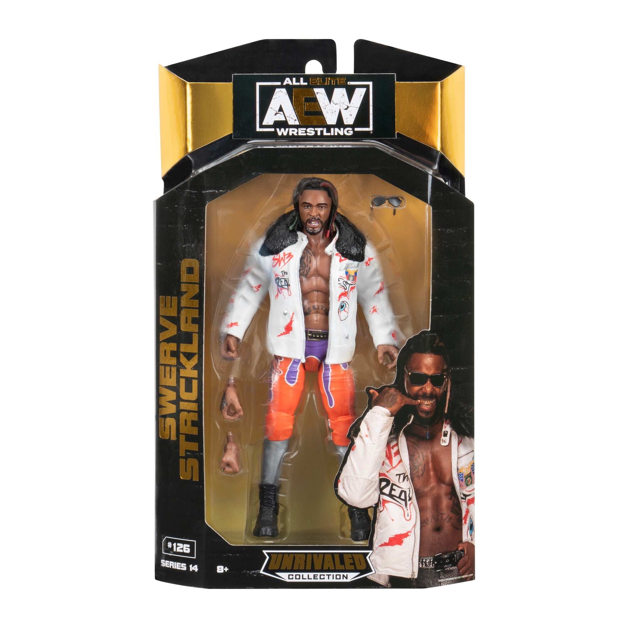 AEW Unrivaled Swerve Strickland - 6 inch Figure with Entrance Jacket ...