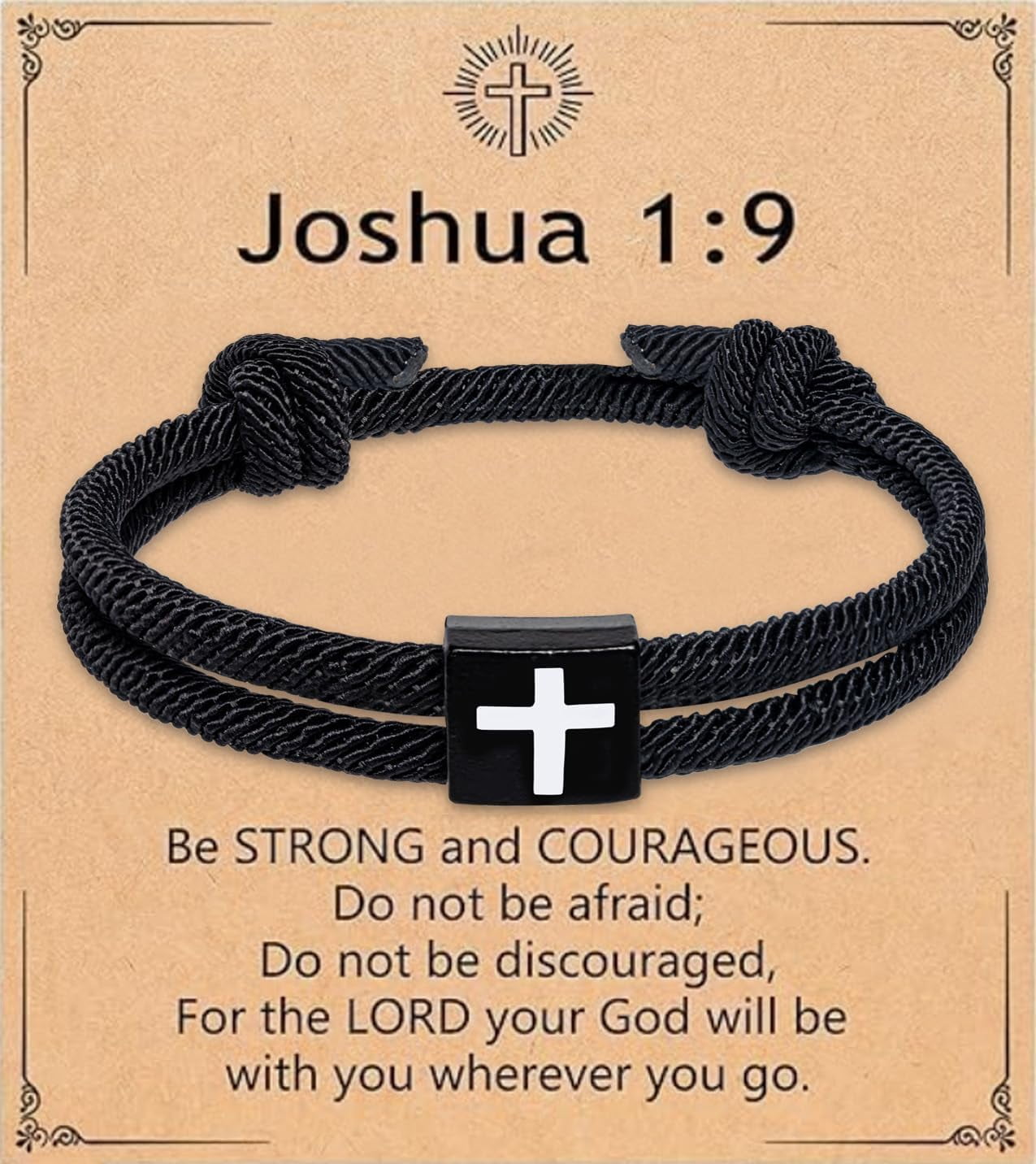 AEXTO Christian Gifts for Men Women Teens Inspirational Religious Bible Verse Joshua 1:9 Cross ...