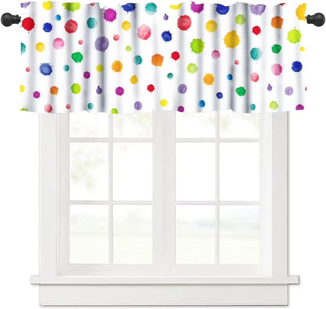 AEXTO Colorful Polka Dot Valances Kids Curtains Abstract Watercolor ...