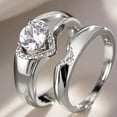 AEXTO Couple Promise Rings Set CZ Heart Design Matching Rings for Women ...