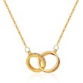 AEXTO Double Ring Necklace, 14 Gold Plated Necklace, Sparkly Crystal ...
