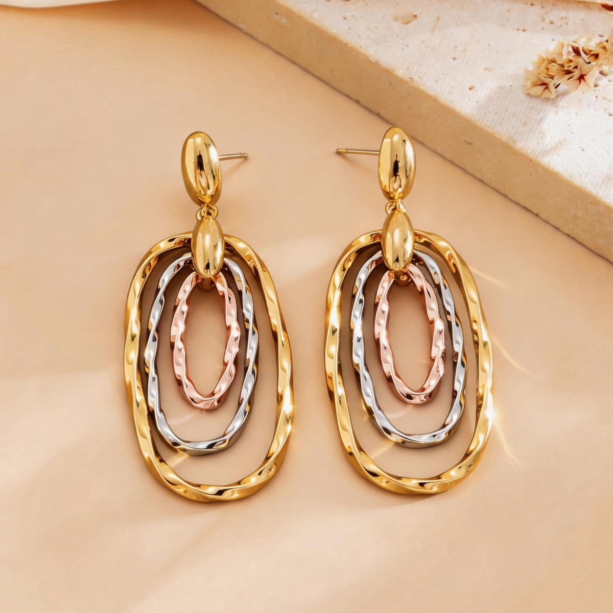 AEXTO Gold&Silver Plated Mix Color Irregular Earrings For Women Double ...