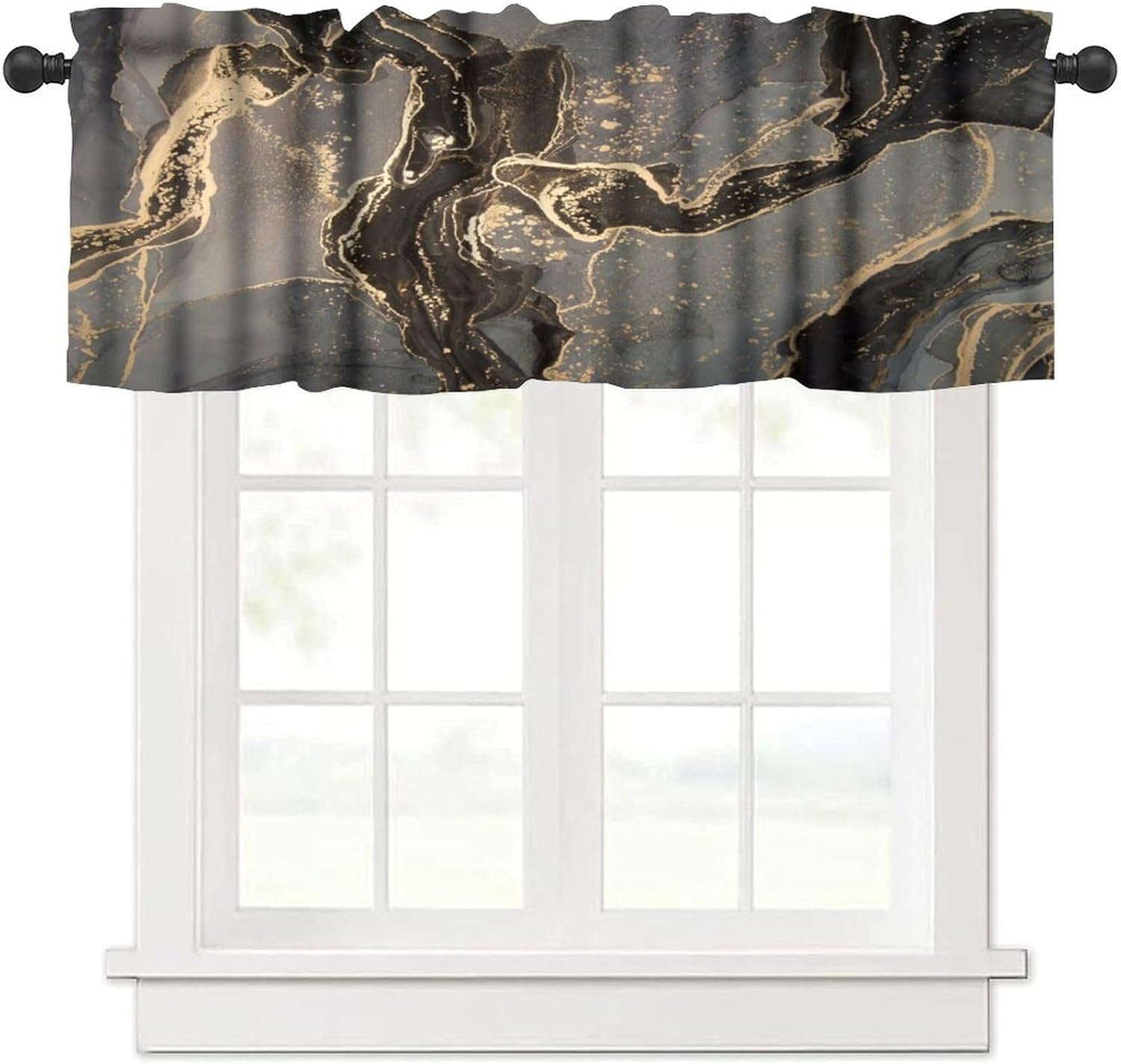 AEXTO Marble Texture Curtains Valance,Modern Blue Abstract Luxury Art ...