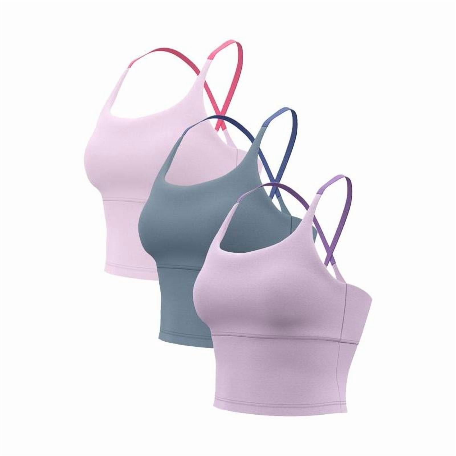 AEXTO Sporty Women's Plain Criss Cross Sports Bra, Comfort and ...