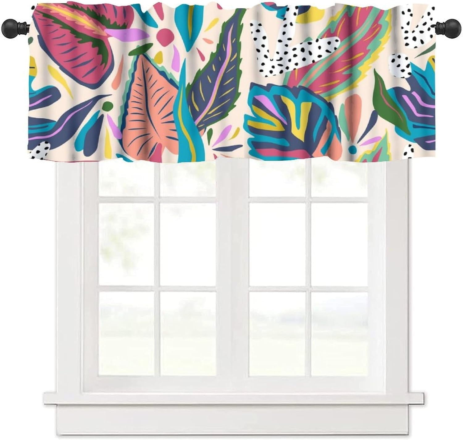 AEXTO Vintage Floral Window Valance Green Botanical Butterfly Colorful ...