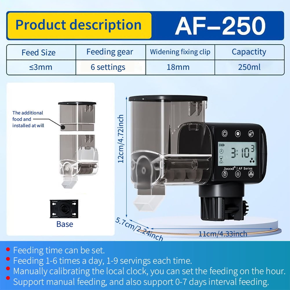 AF 250 Jebao Aquarium Fish Tank Feeder Goldfish Smart Timing Auto ...
