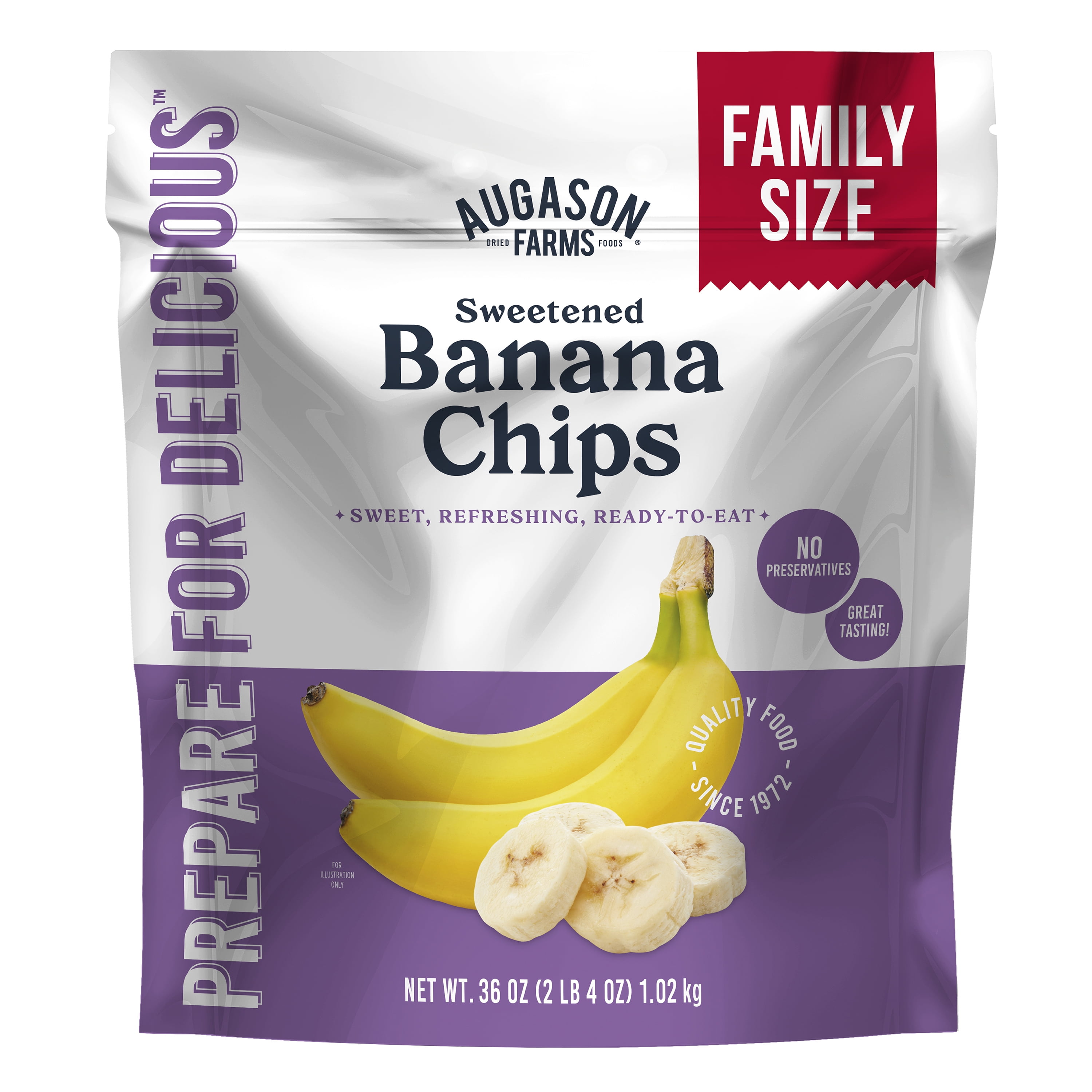 Augason Farms Sweetened Banana Chips Resealable Bulk Pouch, Family Size ...