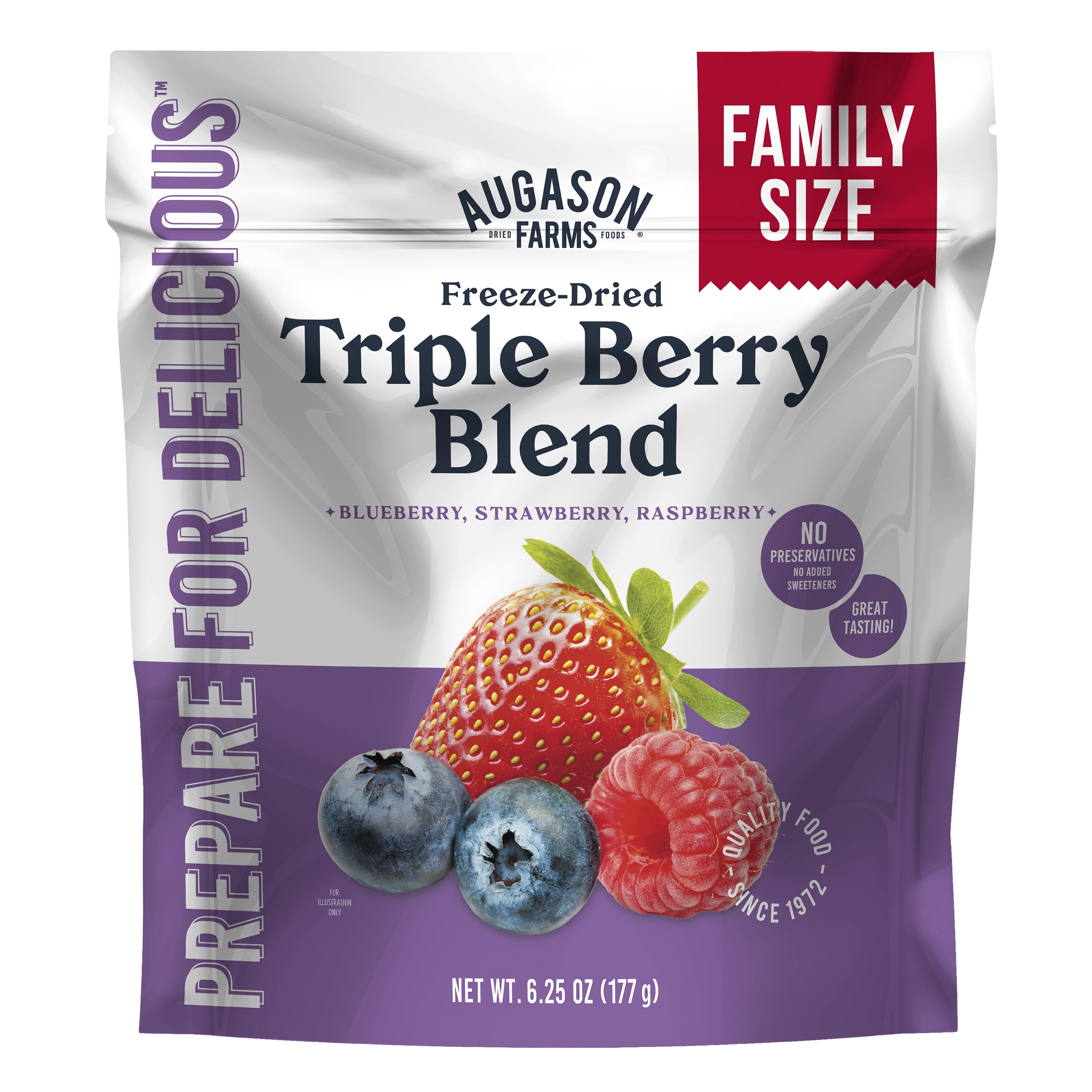 Augason Farms Freeze Dried Triple Berry Blend Resealable Bulk Pouch ...