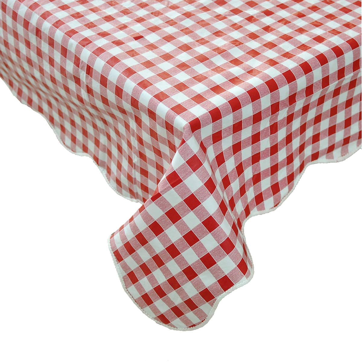 AF5472-014 Red and White Checkered Vinyl Tablecloth with Flannel ...