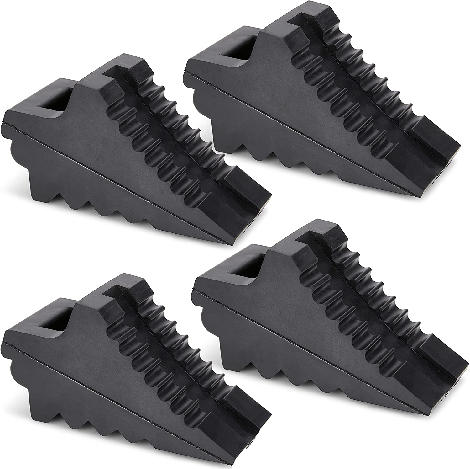 MaxxHaul 70472 Solid Rubber Heavy Duty Black Wheel Chock, 2 Pack ...