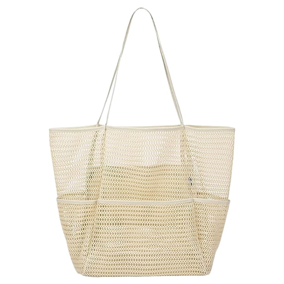 AFACUHX 1PC Mesh Beach Bag with Pockets and Strap Portable Beach Tote ...