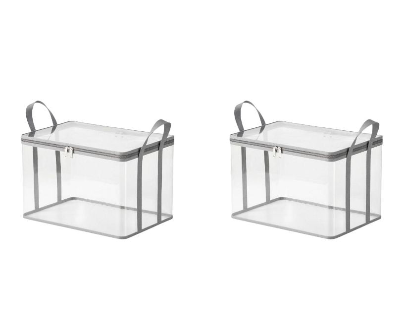 AFACUHX 2PC Large Capacity Heavy Duty Thick Clear Storage Bag with Lids ...