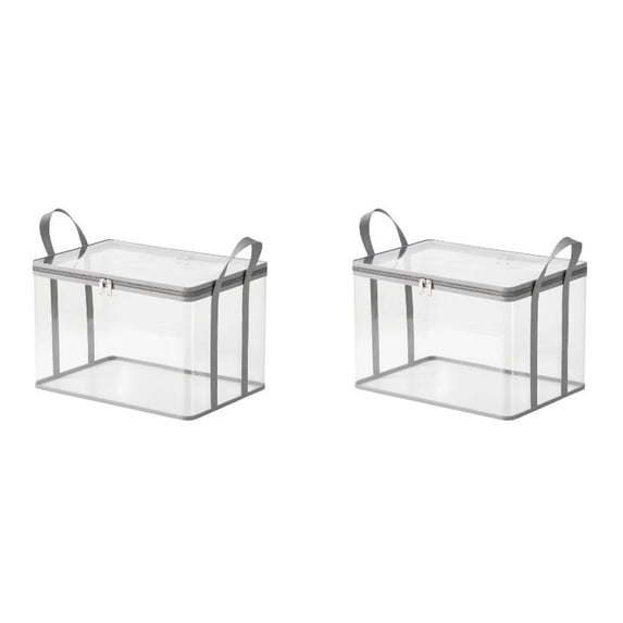 AFACUHX 2PC Large Capacity Heavy Duty Thick Clear Storage Bag with Lids ...