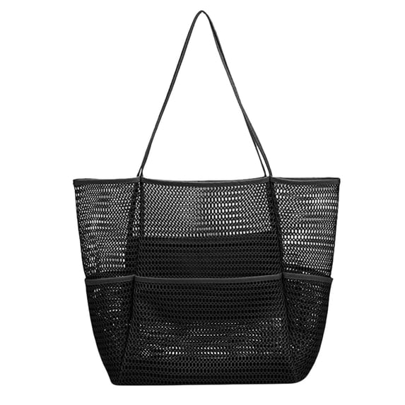 AFACUHX 2PC Mesh Beach Bag with Pockets and Strap Portable Beach Tote ...