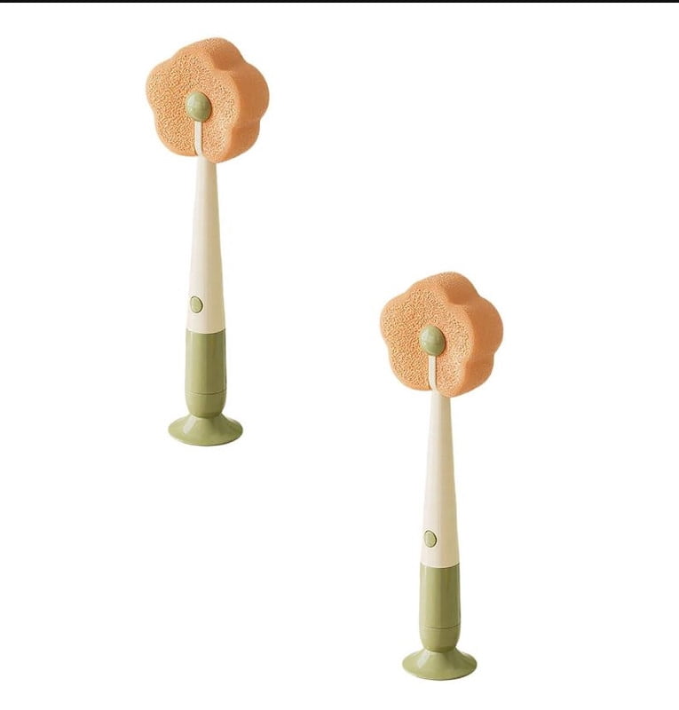 AFACUHX 3-In-1 Bottle Cleanng Brush Long Handle with Suction Cup Flower ...