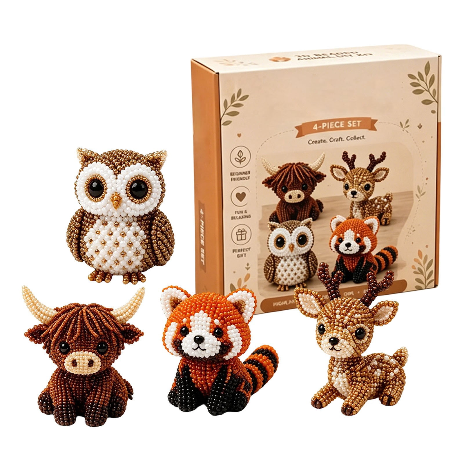 AFACUHX Tiny 3D Beaded Animal DIY Kit Beginner Friendly Beading Craft ...