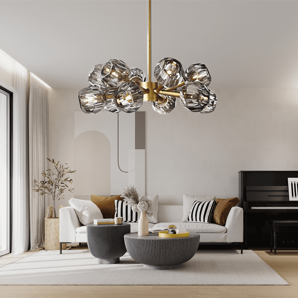 AFANQI 23.5" Crystal Chandelier Pearlyblack Pendant Light Satellite ...