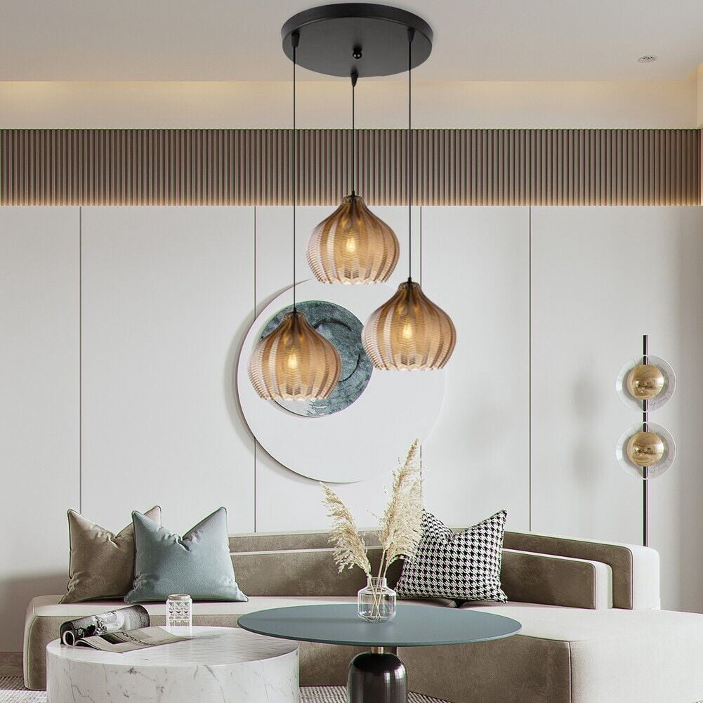 AFANQI 3-Light Glass Pendant Light, Classic Cluster Chandelier,Black ...