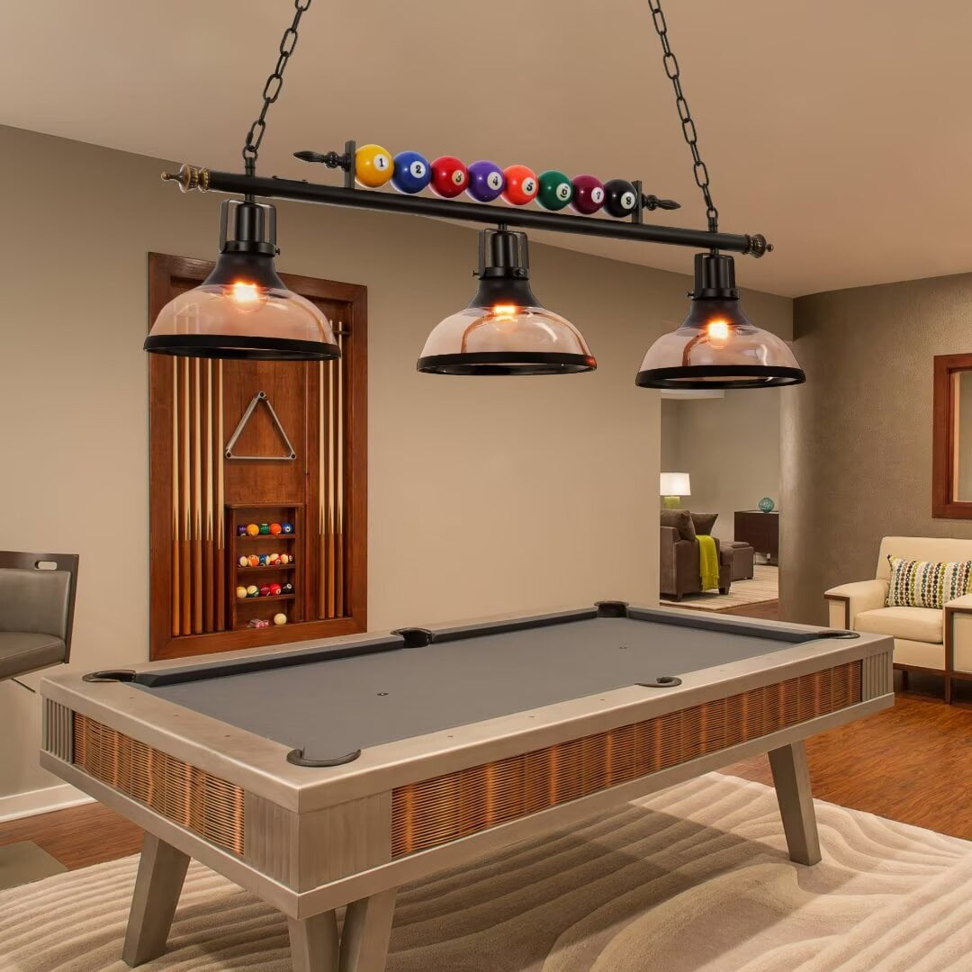 AFANQI 3-Light Billiard Table Chandelier, Industrial Pool Table Hanging ...