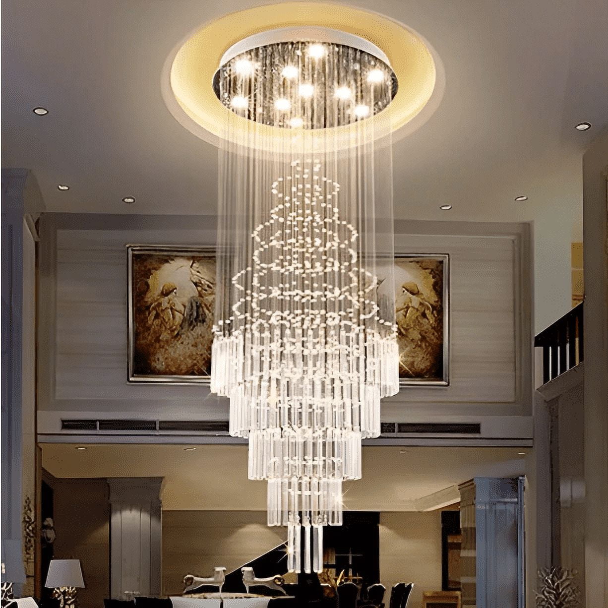 AFANQI 10-Lights 31" Modern Crystal Raindrop Chandelier, Large Ceiling ...