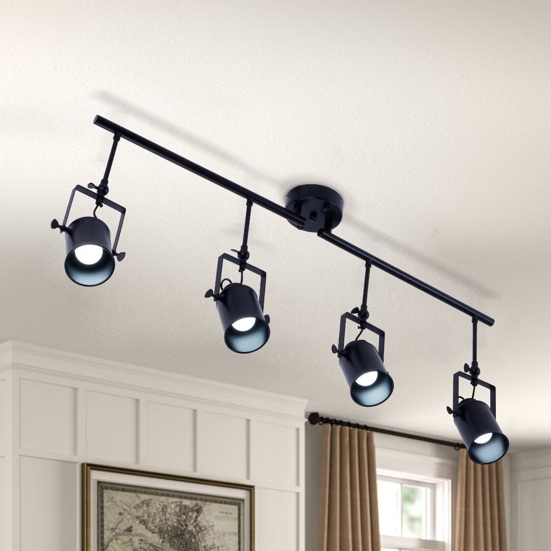 AFANQI 37.8-Inch 4-Light Black Flexible Rotating Track Lighting Set ...