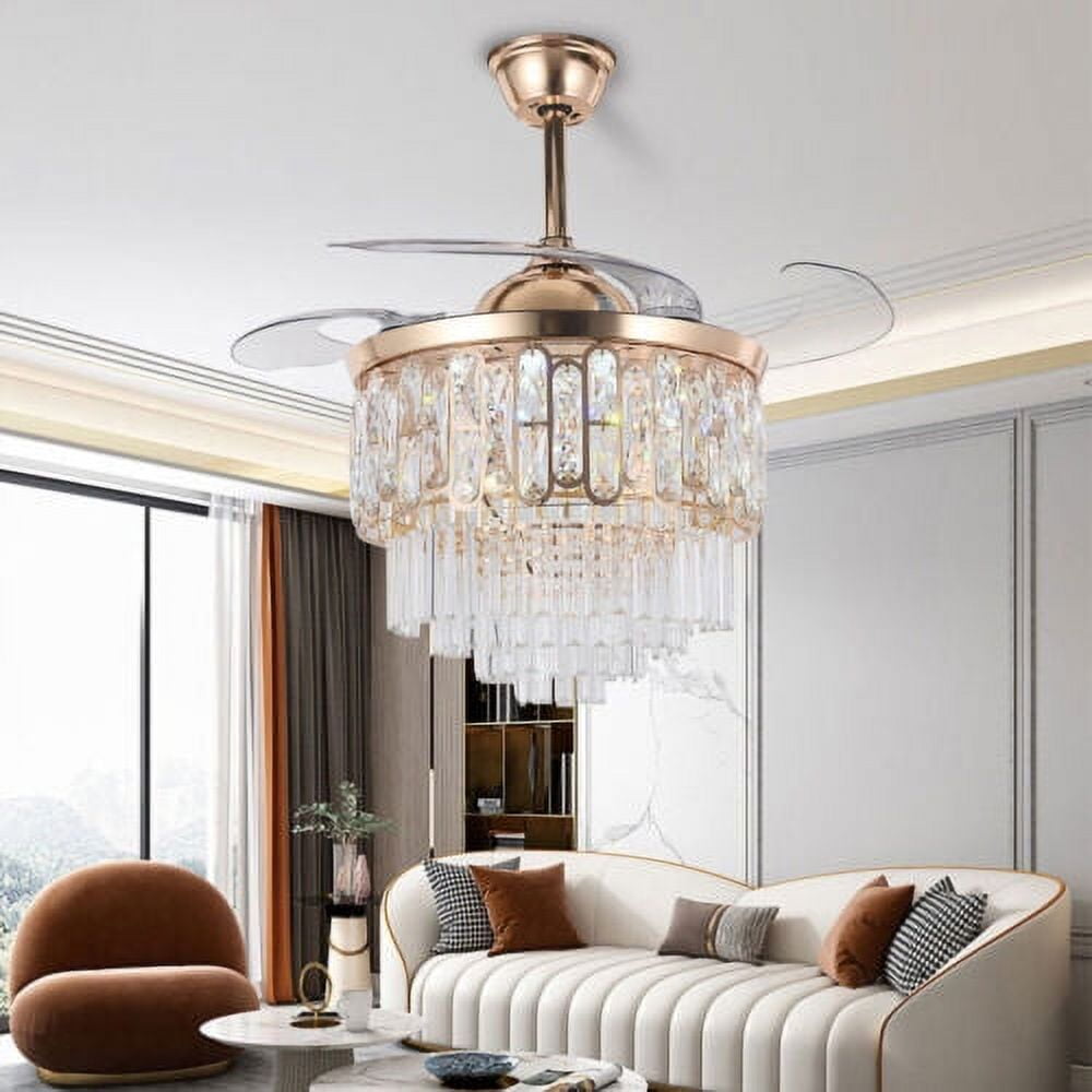 AFANQI 42" Invisible Reversible Ceiling Fans with LED Light & Remote, 4 ...