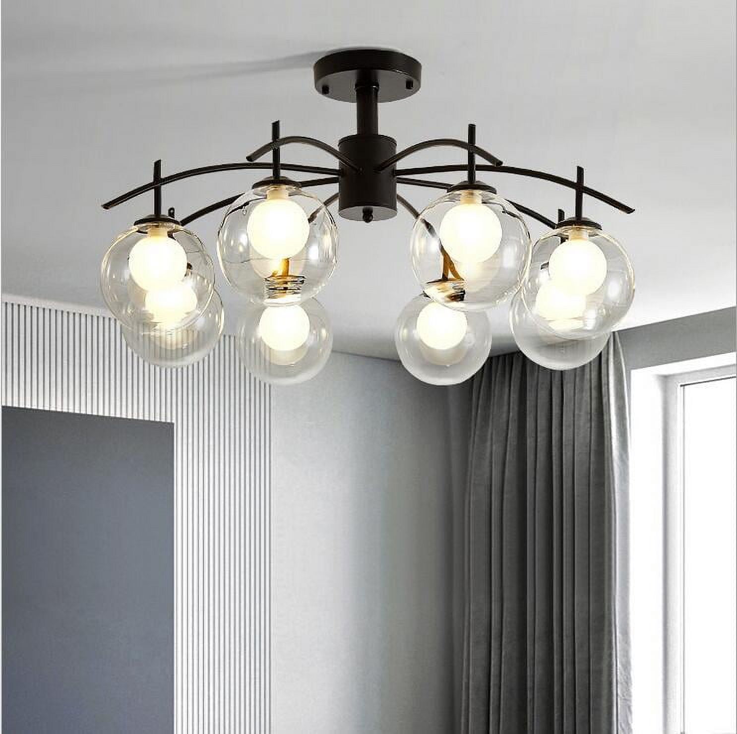 AFANQI Black 8-Light Sputnik Chandelier Molecular Glass Pendant Lamp ...