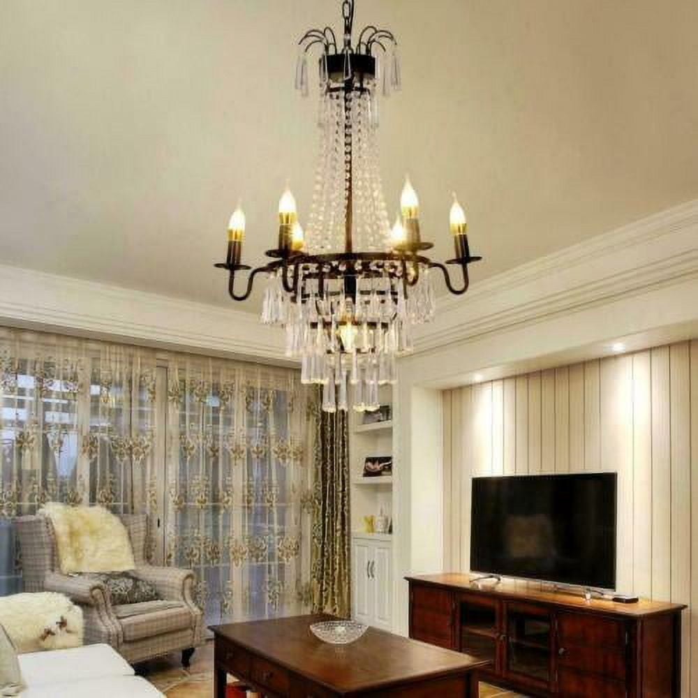 AFANQI Modern 6 Light Candle Style Chandelier with Crystal Accents ...