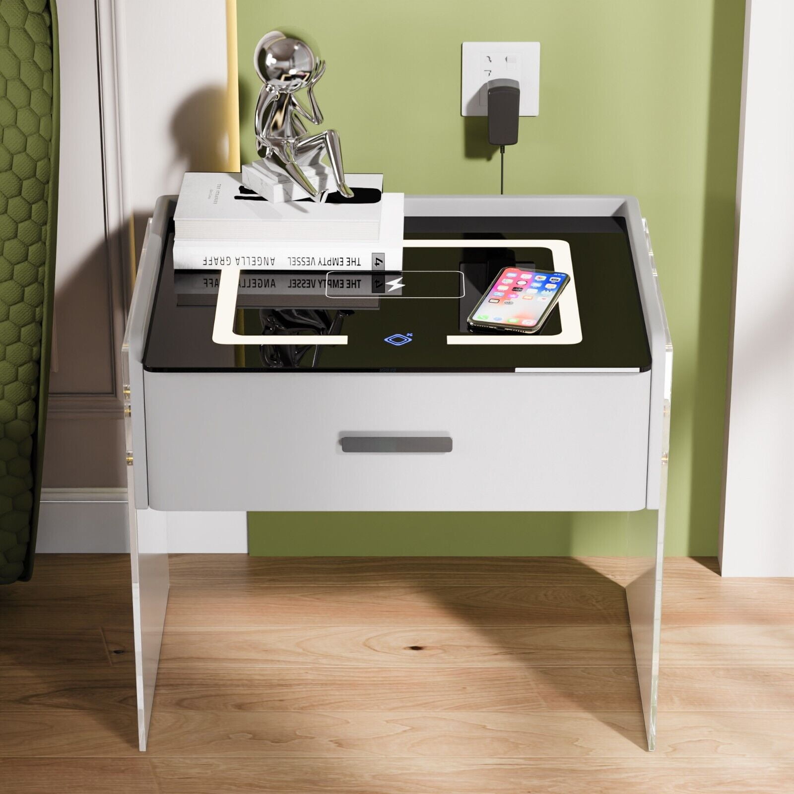 AFANQI Nightstands with LED Lights, Smart Night Stand with Bluetooth ...